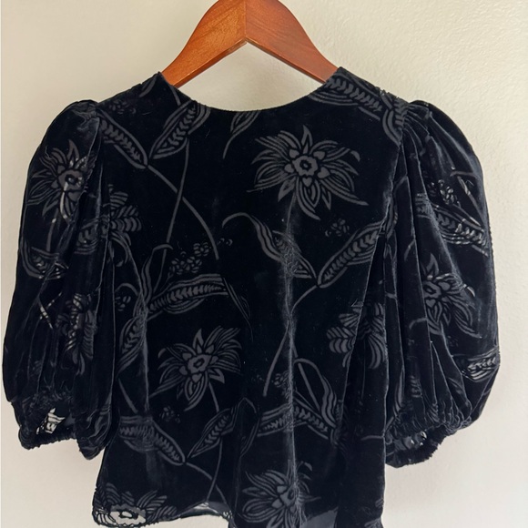 Ted Baker | Tops | Ted Baker Black Puff Sleeve Embellished Blouse ...